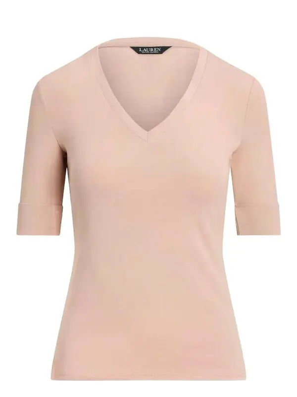 Ralph Lauren V-neck Cuffed Sleeve T-shirt - Neutrals