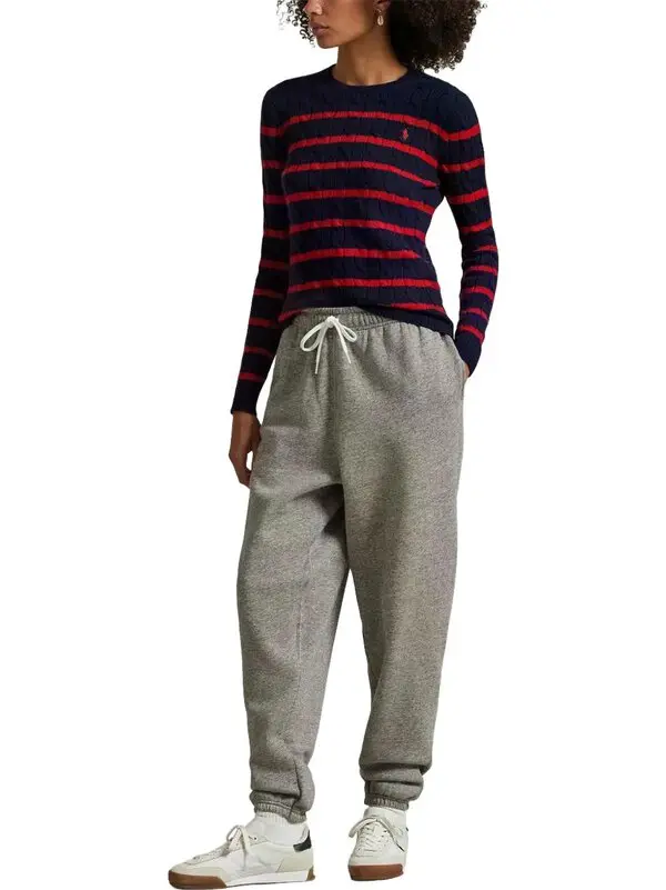 Polo Ralph Lauren Striped Cable Knit Crew Neck Sweater - Blue