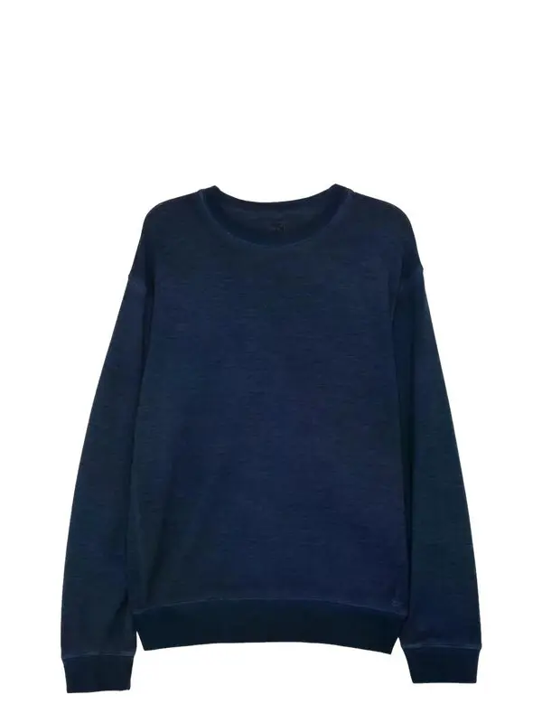 120% Lino Logo-embroidered Long-sleeve Sweatshirt - Blue
