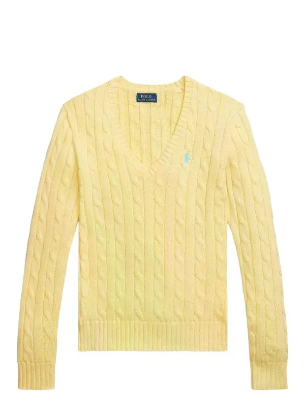 Polo Ralph Lauren Cable Knit V-neck Jumper - Yellow