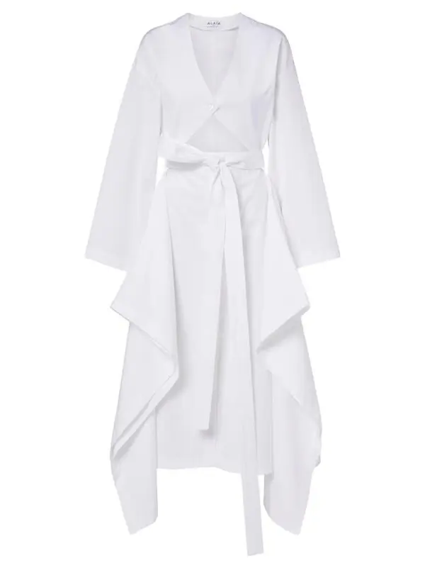 Alaïa Cutout Cotton Poplin Midi Dress - White