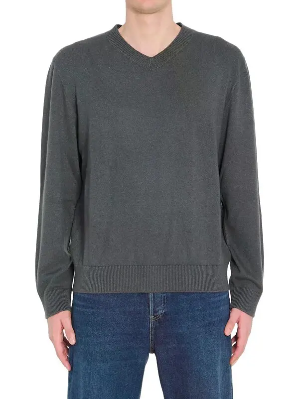 THE ROW Ribbed V-neck Mamphis Sweater - Grey