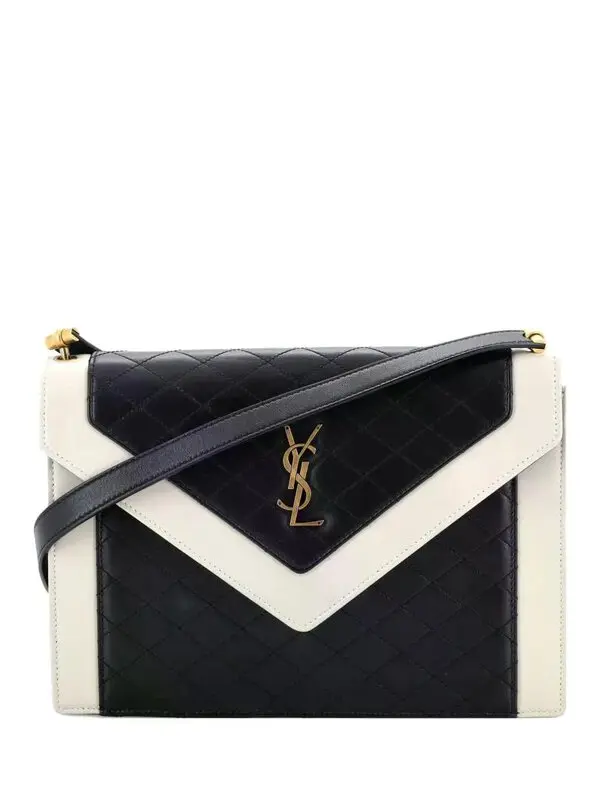 Saint Laurent Gaby Envelope Satchel Quilted Leather Crossbody Bag - Black