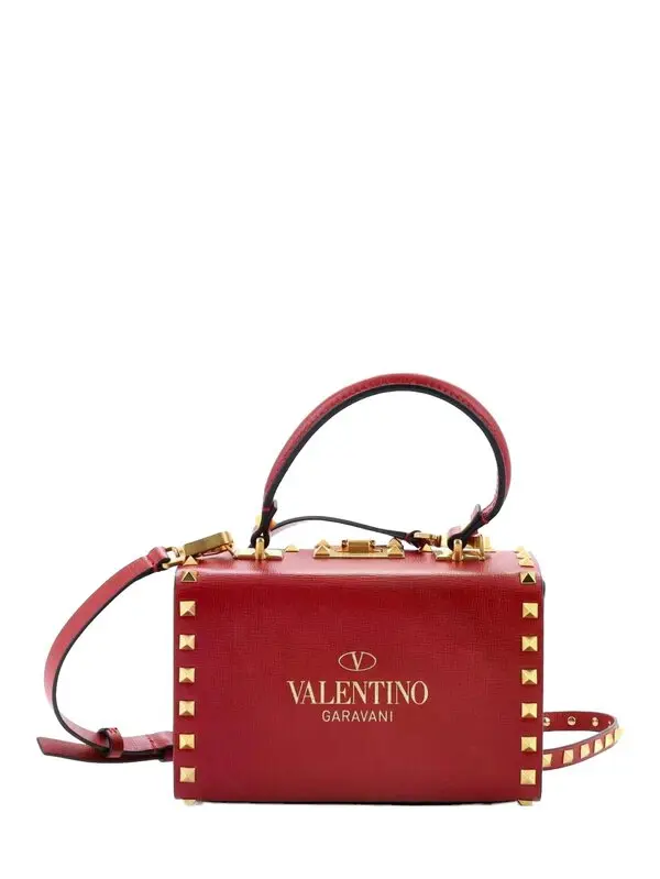 Valentino Garavani Rockstud Alcove Box Bag Leather Satchel - Red