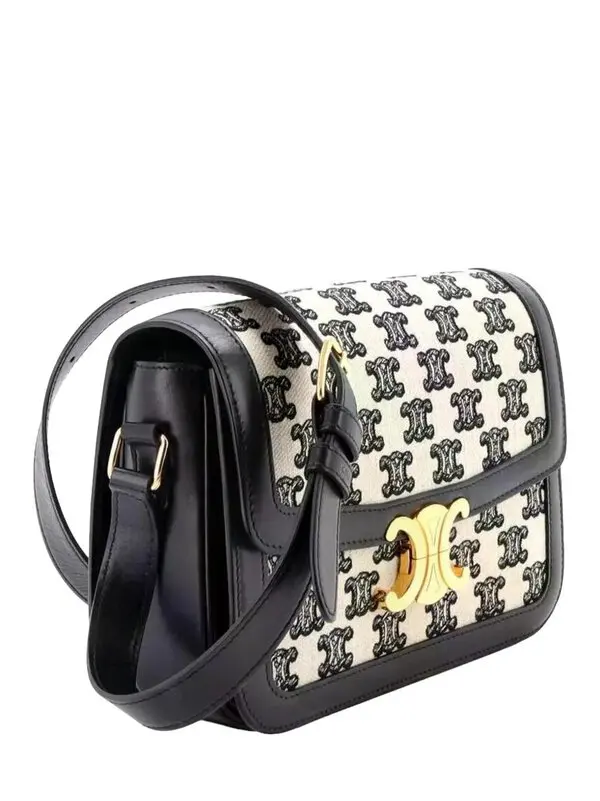 Celine Triomphe Canvas Medium Shoulder Bag - Black
