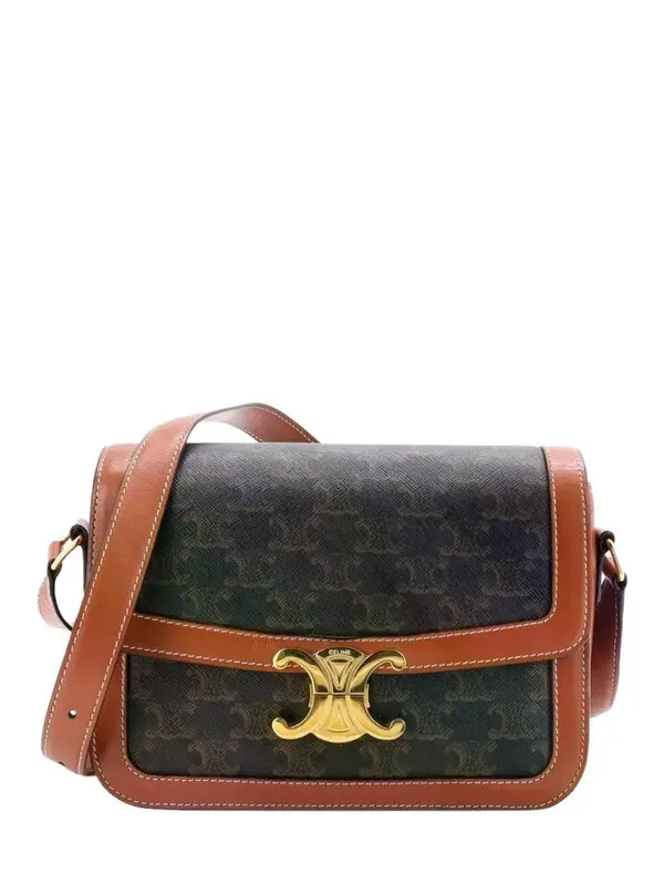 Celine Triomphe Coated Canvas Medium Shoulder Bag - Brown