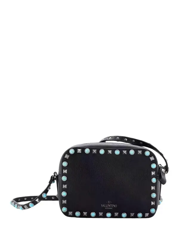 Valentino Garavani Rolling Rockstud Camera Bag With Cabochons - Black