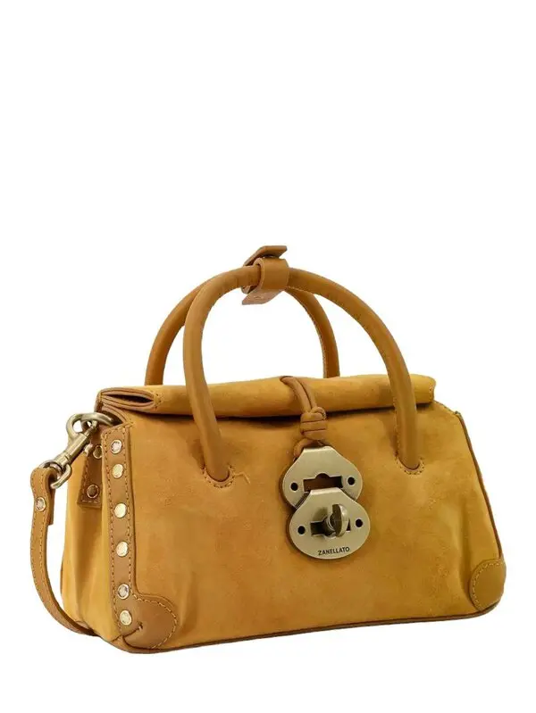 ZANELLATO Dotta® Baby Studded Handle Leather Shoulder Bag - Neutrals