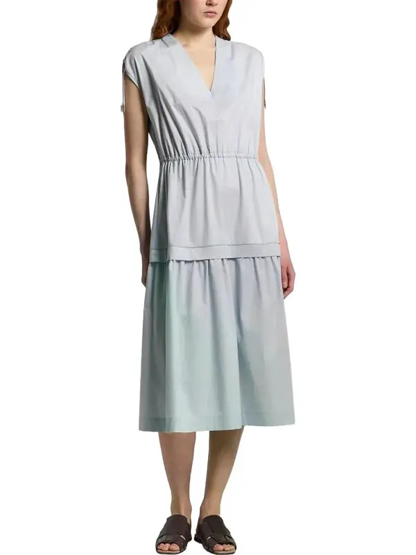 Peserico V-neck Tiered Midi Dress - Blue