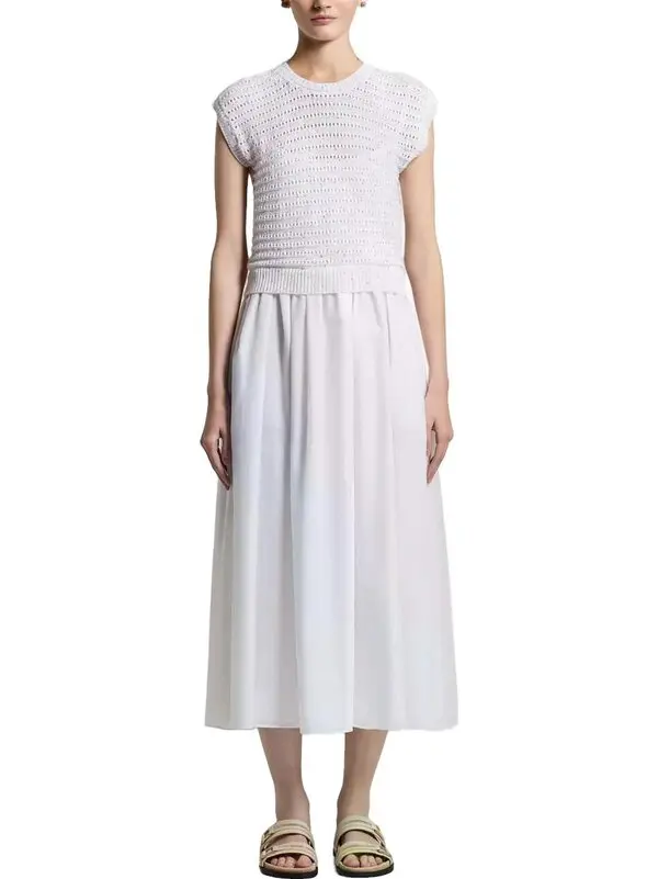 Peserico Crocheted-detail Midi Dress - White