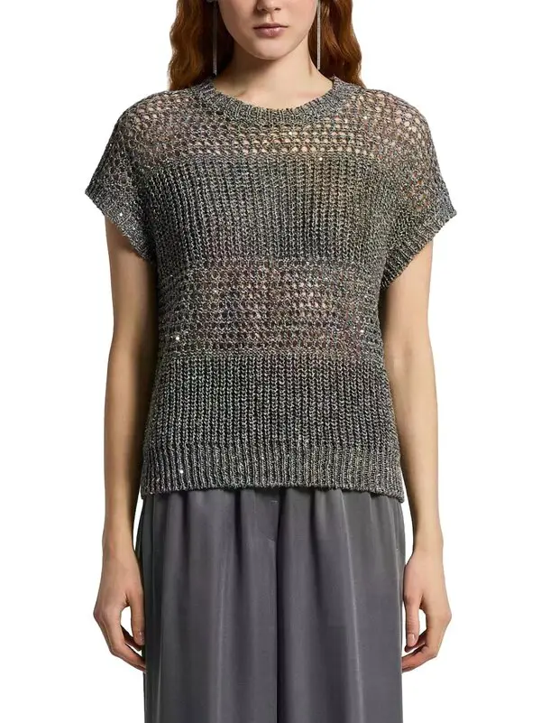 Peserico Openwork Knitwear With Sequins - Grey