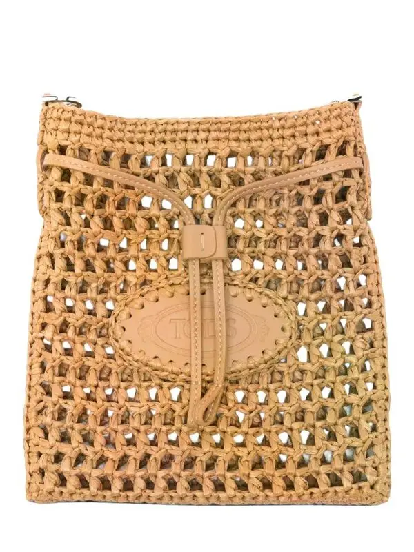 TOD'S Woven Drawstring Shoulder Bag - Neutrals