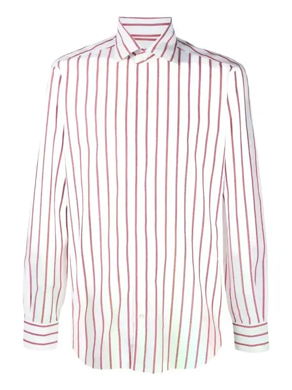 BARBA NAPOLI Stripe-print Cotton Shirt - Red