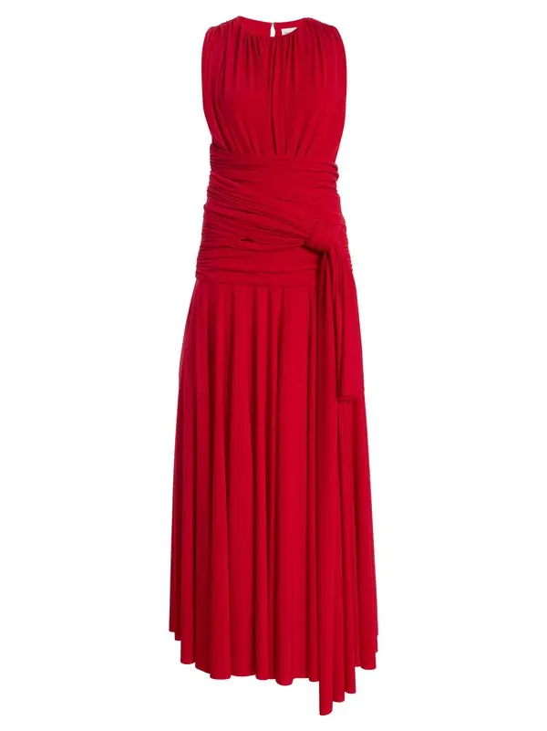 Brandon Maxwell The Isadora Draped Jersey Maxi Dress - Red