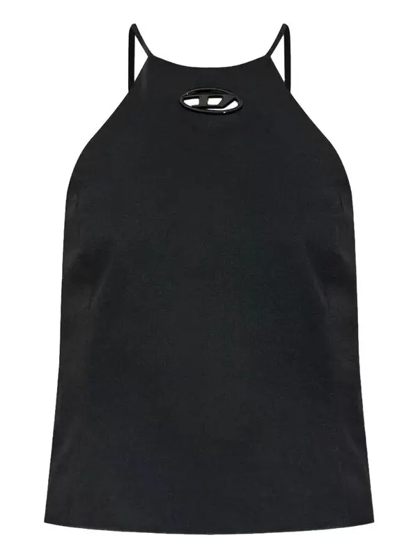 DIESEL® Elma Halterneck Top With Oval-d Plaque - Black