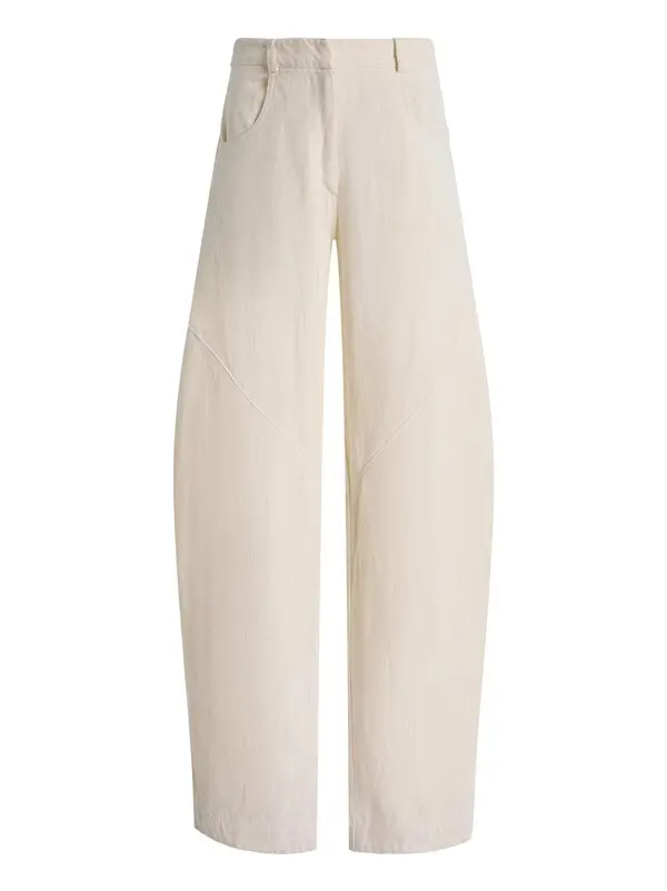 CURATORIA Exclusive Cántaro Linen Blend Tapered Trousers - Ivory