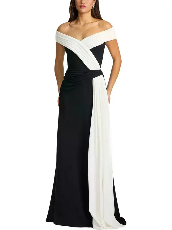 Tadashi Shoji Draped Slit Maxi Dress - Black
