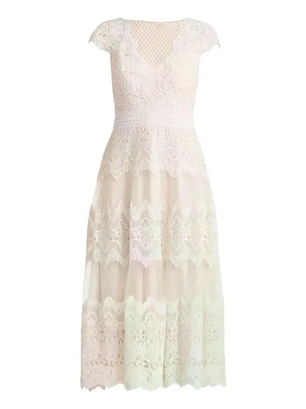 Tadashi Shoji Lace Tiered Dress - White