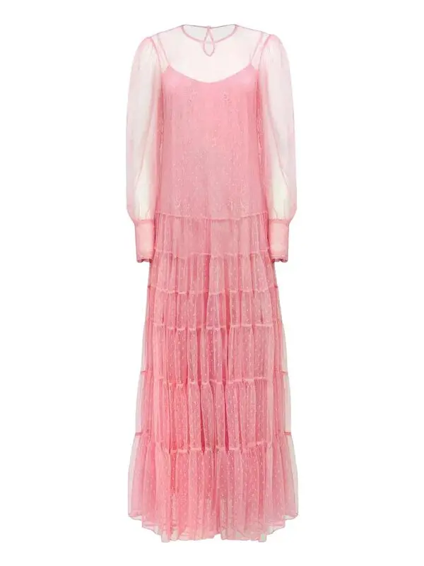 TWINSET Tiered Polka Dot Dress - Pink