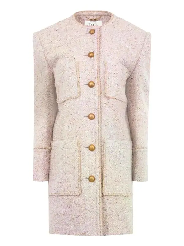 Chloé Button Patch Pocket Coat - Pink