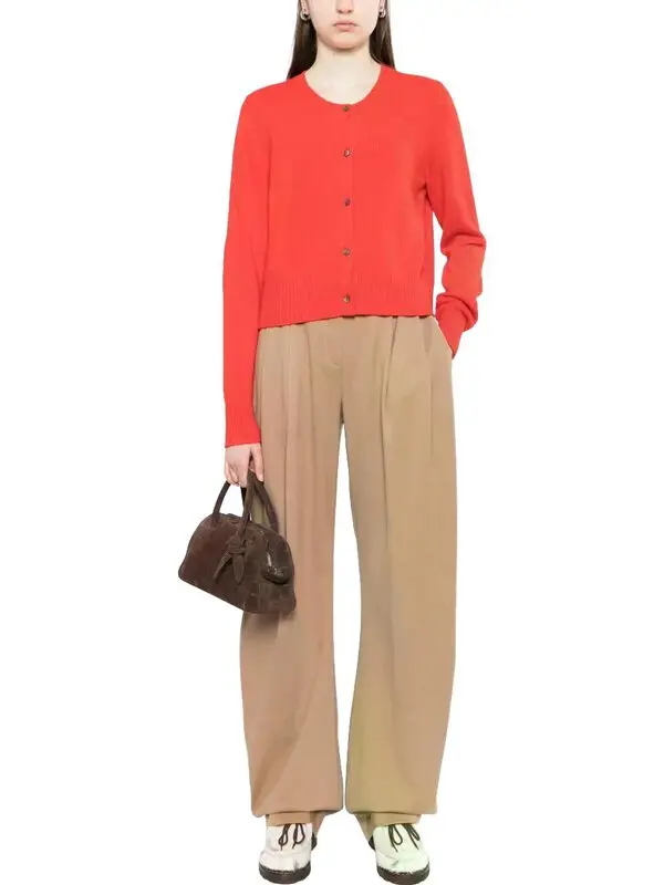 N.peal Round Neck Long-sleeve Cardigan - Red