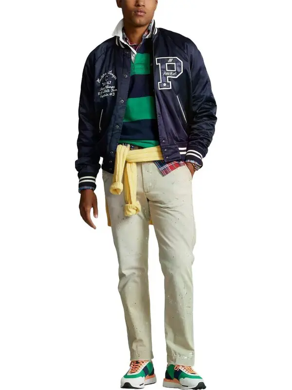 Polo Ralph Lauren Satin Letterman Bomber Jacket - Blue