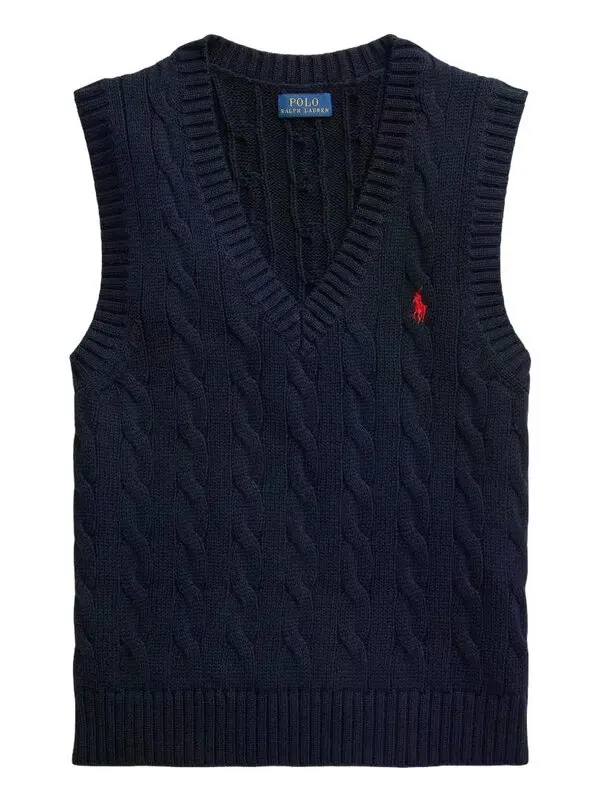 Polo Ralph Lauren Cable Knit V-neck Vest - Blue