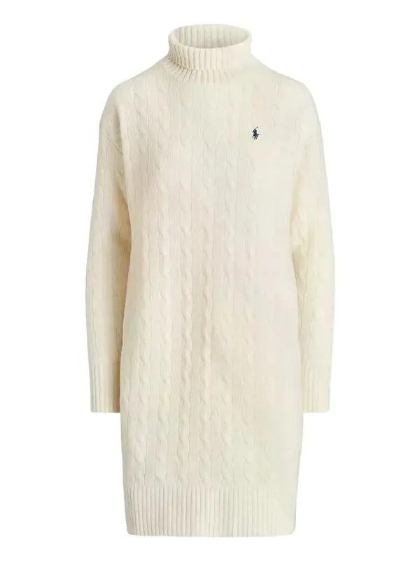 Polo Ralph Lauren Cable-knit Roll-neck Mini Dress - Neutrals