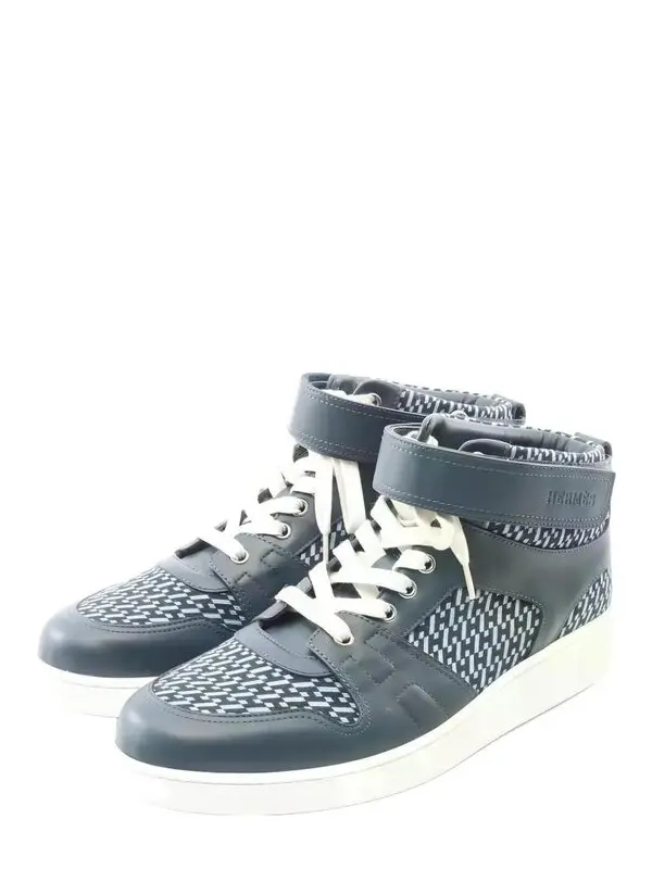 Hermès High-top Canvas And Leather Sneakers - Blue