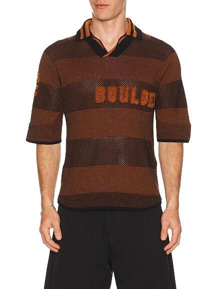 ISA BOULDER Boulder Line Polo Shirt - Rust Brown