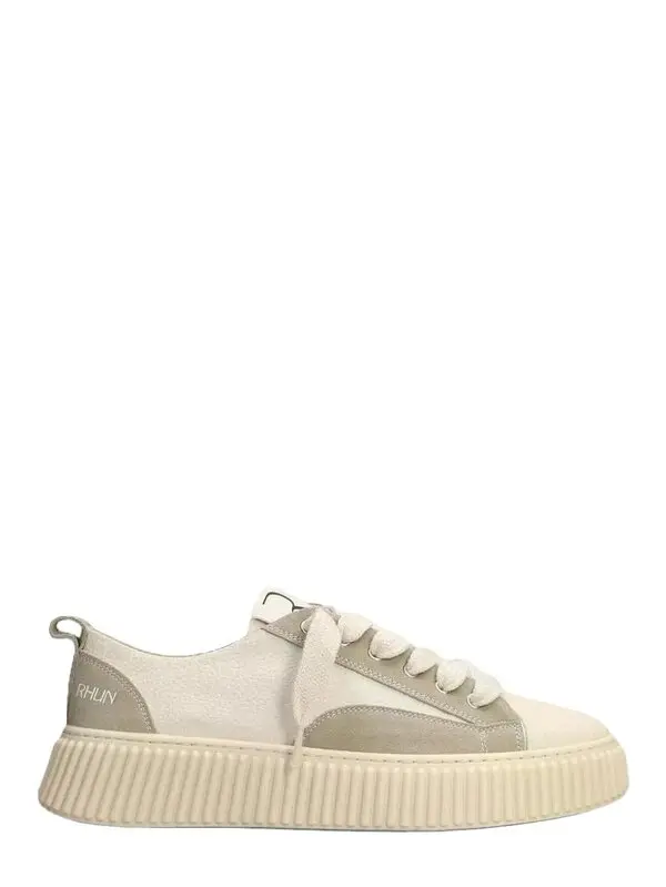RHUN Paneled Lace-up Sneakers With Ridged Sole - Neutrals