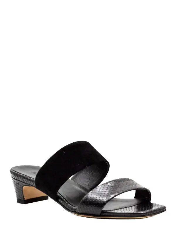 MARA BINI Snakeskin Effect Strap Heeled Sandals - Black