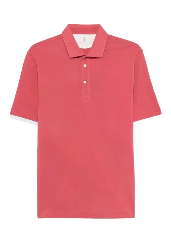 Brunello Cucinelli Buttoned Trim Polo Shirt - Pink