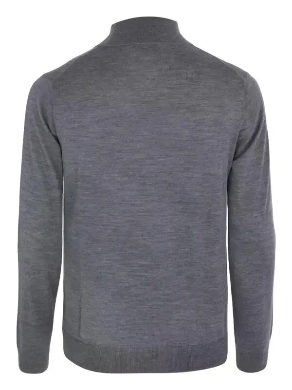 Corneliani Melange Knit High Neck Long Sleeve Shirt - Grey