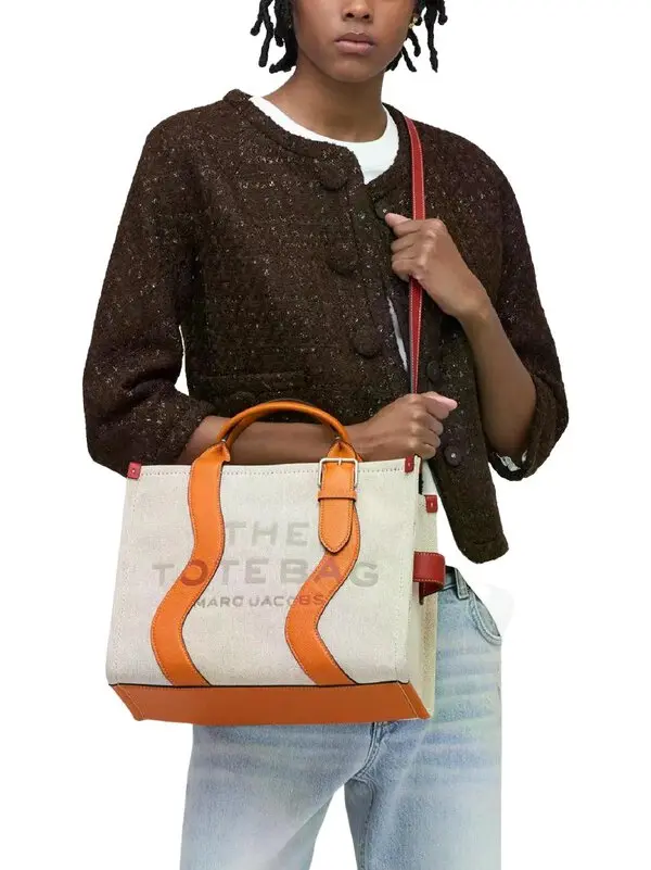 Marc Jacobs Medium Wavy Canvas Tote Bag - Neutrals