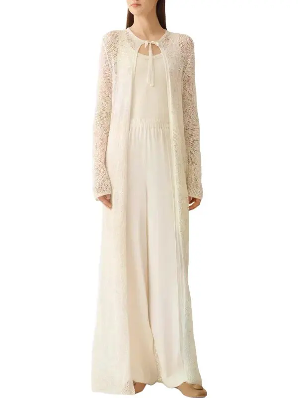 Fabiana Filippi Long Sleeve Tie Neck Cardigan-coat - Neutrals