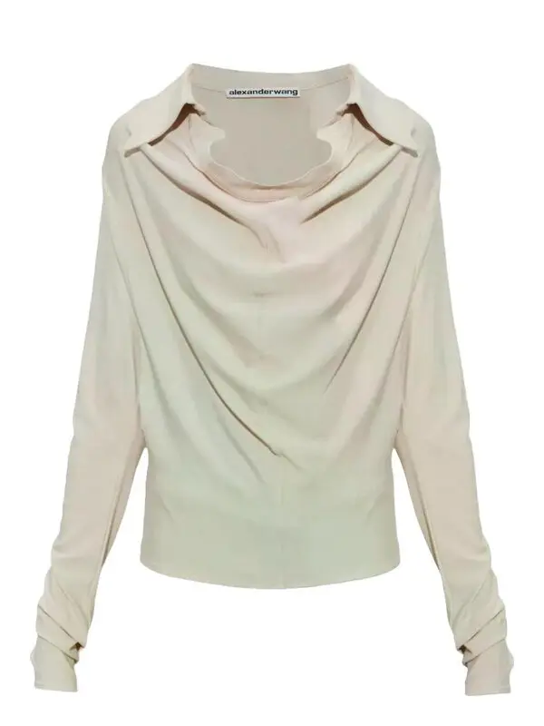 Alexander Wang Draped Long-sleeve Top - Neutrals