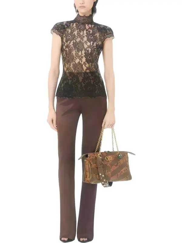 Valentino Garavani Lace Top With Padded Shoulders - Black