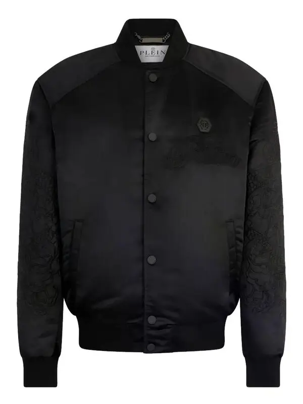 Philipp Plein Embroidered Bomber Jacket - Black