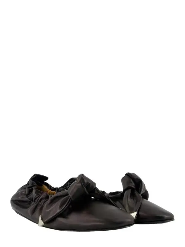 Toga Ruched Detail Ballet Flats - Black