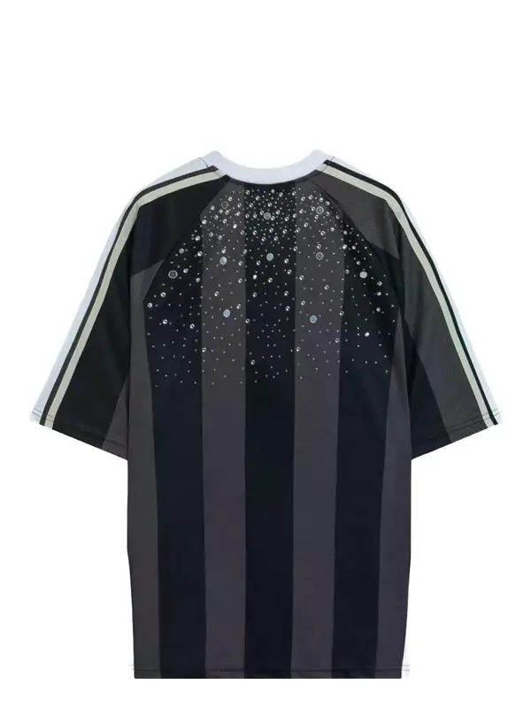 BARROW Striped Embellished V-neck T-shirt - Black