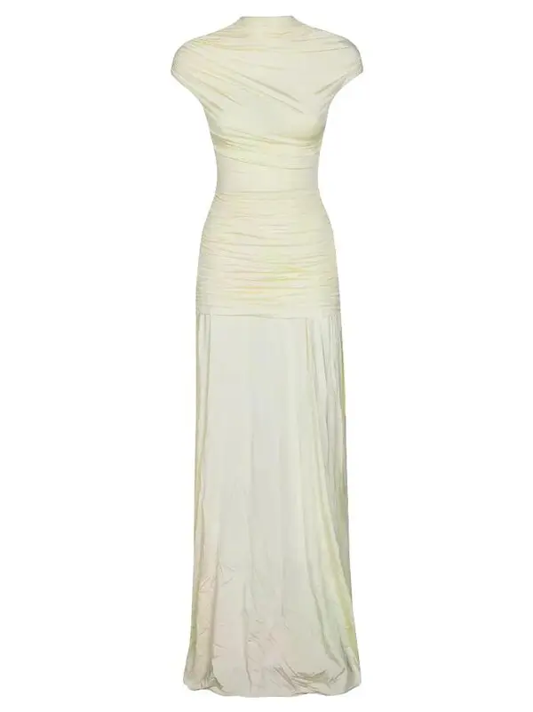 SELF-PORTRAIT Jersey Draped Maxi Dress - Yellow