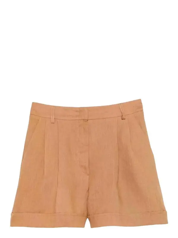 ACTUALEE Pleated Belted Shorts - Neutrals