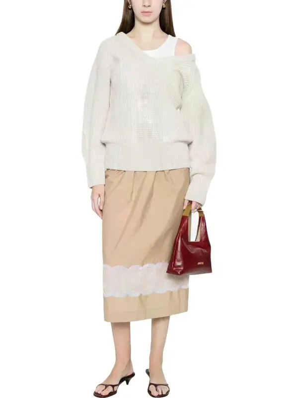 Carven Lace-trim Midi Skirt - Neutrals