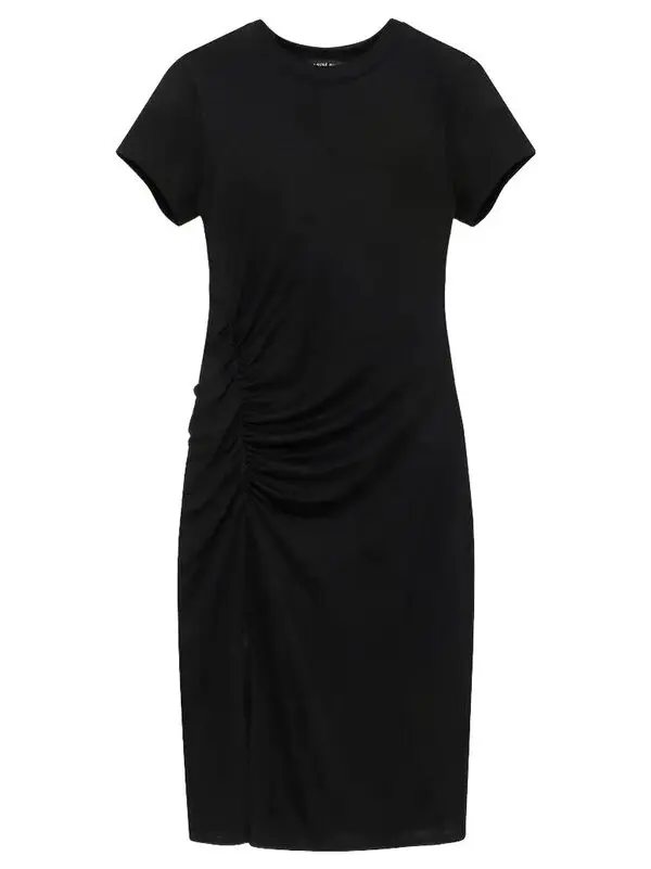 ANINE BING Vida Gathered Slit Midi Dress - Black