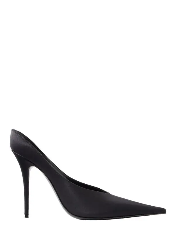 Amina Muaddi Anok Satin Pointed Toe Stiletto Pumps - Black