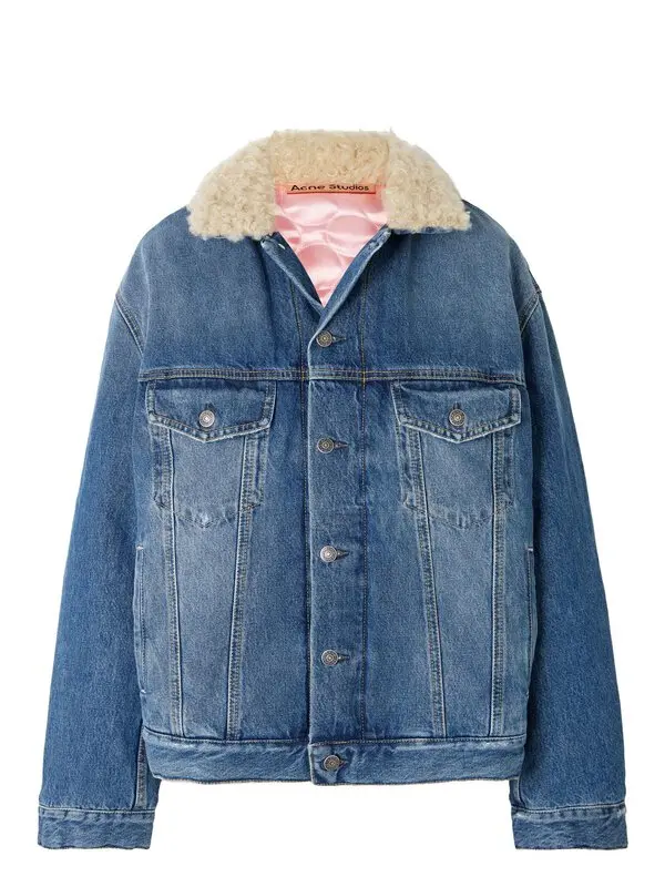 Acne Studios Fleece-trimmed Padded Denim Jacket - Blue