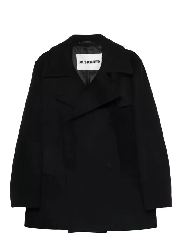 JIL SANDER Double-breasted Wool Felted Coat - Black