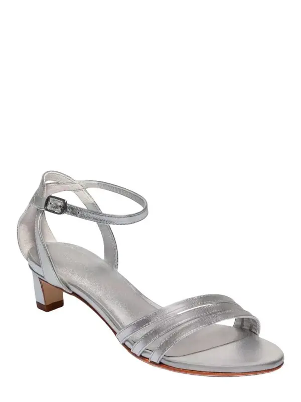 Bernardo Lima Strappy Kitten Heel Sandals - Silver