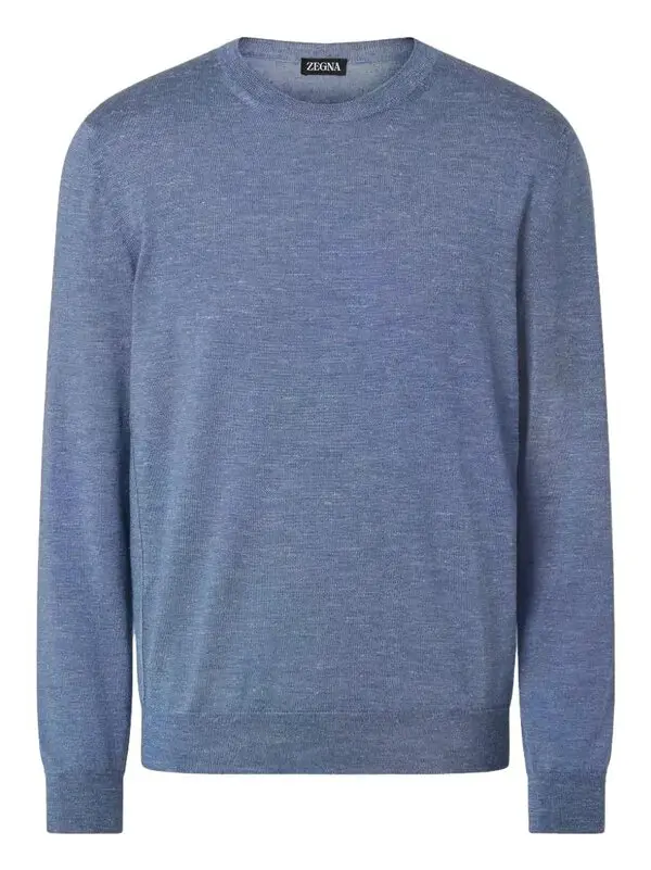 Zegna Crewneck Long Sleeve Sweater - Blue